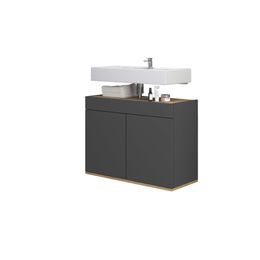 Waschbeckenunterschrank Welltime "Garda", anthrazit, eiche wotan, B:80cm H:60cm T:35cm, FSC-zertifizierter Holzwerkstoff, Schr&auml;nke, Waschbeckenunterschrank, Made in Italy, viel Stauraum, WBU