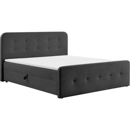 Boxbett Home Affaire "Amrum inkl. Bettkasten, Liegefl&auml;che 120 und 180x200cm", grau (anthrazit), B:190cm L:217cm, Komplettbetten, inkl. Topper, erh&auml;ltlich in verschiedenen Farben