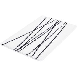 Badematte Kleine Wolke "Tira, Badvorleger, Badezimmer Teppich", wei&szlig;, H:20mm, Polyacryl, Badematten, Badematte, Badteppich, modernes Streifen Design, waschbar