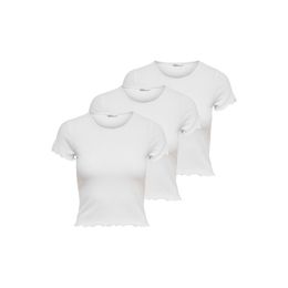 T-Shirt Only "T-Shirt ONLEMMA SHORT TOP 3P 3er Pack", Damen, Gr. M, wei&szlig;, Obermaterial: 65% Polyester PES. 30% Viskose CV. 5% Elasthan EL., Shirts T-Shirt