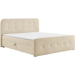 Boxbett Home Affaire "Amrum inkl. Bettkasten, Liegefl&auml;che 120 und 180x200cm", beige, B:190cm L:217cm, Komplettbetten, inkl. Topper, erh&auml;ltlich in verschiedenen Farben