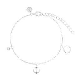 Silberarmband Tom Tailor "Anker", silberfarben, wei&szlig;, wei&szlig;, Armb&auml;nder, Damen, 20cm, Silber 925 (Sterlingsilber), Silberarmband, mit Zirkonia (synth.)