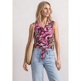 Blusentop Street One, Damen, Gr. 34, magenta dream, Stoff, 100% Viskose, normal normal, V-Ausschnitt, abgesteppt, Blusen Blusentop, mit Knotendetail am Saum