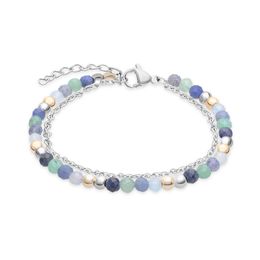 Fu&szlig;kette s.Oliver "Colorful Beads", edelstahlfarben, blau, Fu&szlig;ketten, Edelstahl Perlen, Edelstahl, Perlen, mit Glasperle