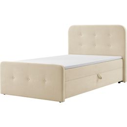 Boxbett Home Affaire "Amrum inkl. Bettkasten, Liegefl&auml;che 120 und 180x200cm", beige, B:131cm L:217cm, Komplettbetten, inkl. Topper, erh&auml;ltlich in verschiedenen Farben