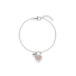 Armband s.Oliver "Heart, Herz", silberfarben, rosa, rosa, Armb&auml;nder, M&auml;dchen, 16cm, Silber 925 (Sterlingsilber), Armband, mit Zirkonia (synth.)