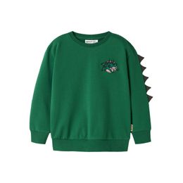 Sweatshirt name it "NMMKETIL LS NREG SWEAT UNB", Jungen, Gr. 104, verdant gr&uuml;n, Sweatware, Obermaterial: 95% Baumwolle, 5% Elasthan, gemustert, regular fit normal, Rundhals, Rippb&uuml;ndchen, Sweatshirts Sweatshirt, Baumwollmischung, regular fit