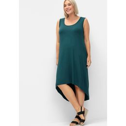 Sommerkleid sheego "Strandkleid", Damen, Gr. 50, Normalgr&ouml;&szlig;en, blau (petrol), 95% Viskose, 5% Elasthan, unifarben, wadenlang, Rundhals, Kleider Sommerkleid