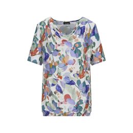 Kurzarmshirt GOLDNER "Cityshirt mit floralem Print", Damen, Gr. 40, bunt (bunt, gemustert), Obermaterial: 95% Viskose CV. 5% Elasthan EL., gerade, Shirts, stretchbequemer Viskosejersey