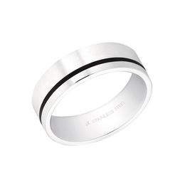 Fingerring Amor "Uni Chic" Gr. 56, schwarz (silbefarben, schwarz), Fingerringe, Damen, 56, Edelstahl, 6mm, Fingerring