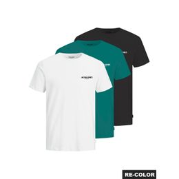 Jack & Jones Kurzarmshirt JACK & JONES JUNIOR "JPRBLAOSCAR SS TEE FST 3PK MP JNR", Jungen, Gr. 152, bunt (sagebrush gr&uuml;n pack:with schwarz, wei&szlig;), Single Jersey, Obermaterial: 100% Baumwolle, unifarben, regular fit normal, Rundhals, Shirts, Baumwolle, regular fit