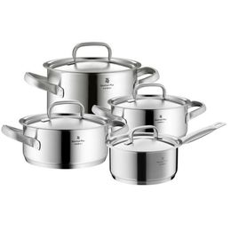 WMF Kochtopfset WMF Gourmet Plus, Edelstahl, Metall, 4-teilig, 16 cm, 1,4 L, rund, 29.4x23.7x50.6 cm, Made in EU, backofengeeignet, rostfrei, hitzebest&auml;ndig,backofengeeignet, Kochen, T&ouml;pfe, Topfsets
