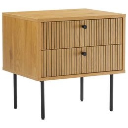 CARRYHOME Nachtschrank Line, Schwarz, Eiche, Metall, Holzwerkstoff, 2 Schublade(n) Schubladen, 50x50x40 cm, Typenauswahl, umfangreiches Zubeh&ouml;r erh&auml;ltlich, Schlafzimmer, Nachttische
