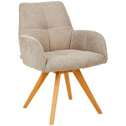 Linea Natura Armlehnstuhl, Taupe, Holz, Textil, Wildeiche, vollmassiv, Drehkreuz, Stativgestell, 62x87.5x68.5 cm, inklusive Armlehnen, Sitzfl&auml;che 180&deg; drehbar, Esszimmer, St&uuml;hle, Esszimmerst&uuml;hle, Armlehnenst&uuml;hle