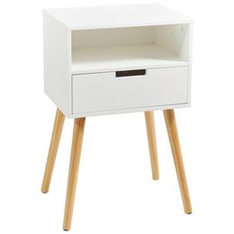 Xora Nachtschrank, Natur, Wei&szlig;, Holz, Holzwerkstoff, Kiefer, massiv, 1 Schublade(n) Schubladen, 40x63.5x30 cm, Schlafzimmer, Nachttische
