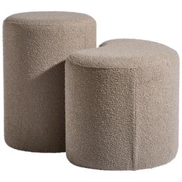 Mid.you Hockerset, Hellbraun, Textil, Holzwerkstoff, 2-teilig, 56.5x35x40 cm, Wohnzimmer, Hocker, Poufs