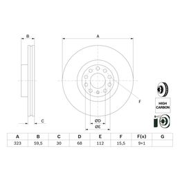 Bosch Bremsscheibe 0986479060 bel&uuml;ftet 323mm 30mm f&uuml;r VW