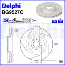 DELPHI Bremsscheibe bg9527c Geschlitzt/Gelocht 355mm 32mm f&uuml;r ASTON MARTIN