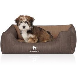 Knuffelwuff Orthop&auml;disches Hundebett Outlander aus laser-gestepptem Kunstleder braun/ caramell M-L