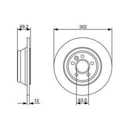 Bosch Bremsscheibe 0986479396 voll 302mm 12mm f&uuml;r Volvo