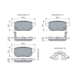 Bosch Bremsbelagsatz, Scheibenbremse 0986494748 f&uuml;r CHECKER NISSAN Suzuki