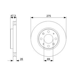 Bosch Bremsscheibe 0986479369 bel&uuml;ftet 275mm 26mm f&uuml;r KIA