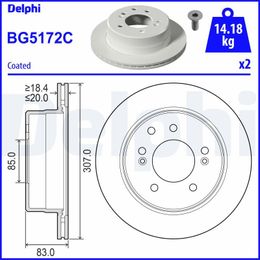DELPHI Bremsscheibe bg5172c 307mm 20mm f&uuml;r SSANGYONG