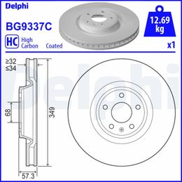 DELPHI Bremsscheibe bg9337c 349mm 34mm f&uuml;r Audi