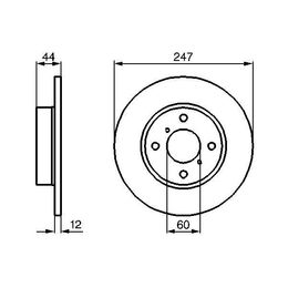 Bosch Bremsscheibe 0986479b45 voll 247mm 12mm f&uuml;r Opel Vaughall Suzuki