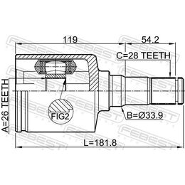 FEBEST Gelenksatz, Antriebswelle 2111ca2lh Vorderachse links f&uuml;r Ford