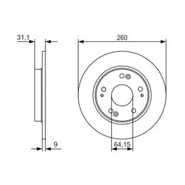 Bosch Bremsscheibe 0986479v21 voll 260mm 9mm f&uuml;r HONDA