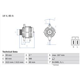 Bosch Generator 0986045701 f&uuml;r NISSAN