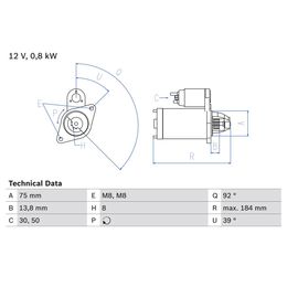 Bosch Starter 0986022601 f&uuml;r HYUNDAI KIA