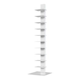 [en.casa] B&uuml;cherregal, Wei&szlig;, Metall, 39x150x39 cm, Wohnzimmer, Regale, B&uuml;cherregale