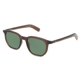 Montblanc MB0352S | Unisex-Sonnenbrille | Fassung: Vollrand, Eckig, Acetat, Braun | Glasfarbe: Gr&uuml;n
