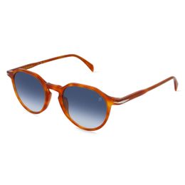 David Beckham DB 1217/S | Herren-Sonnenbrille | Fassung: Vollrand, Panto, Acetat, Braun Havanna | Glasfarbe: Blau
