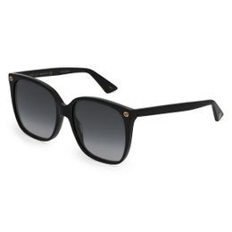 Gucci GG0022S | Damen-Sonnenbrille | Fassung: Vollrand, Cat Eye, Acetat, Schwarz Gl&auml;nzend | Glasfarbe: Grau Verlaufend