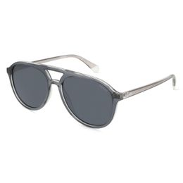 Polaroid PLD 4162/S | Unisex-Sonnenbrille | Fassung: Vollrand, Pilot, Kunststoff, Grau Blau | Glasfarbe: Blau Spiegel Blau