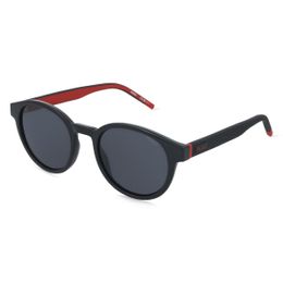 HUGO BOSS Hugo HG 1390/S | Herren-Sonnenbrille | Fassung: Vollrand, Panto, Kunststoff, Schwarz | Glasfarbe: Grau