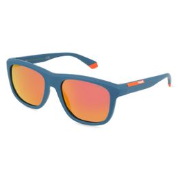 Polaroid PLD 2163/S | Unisex-Sonnenbrille | Fassung: Vollrand, Eckig, Kunststoff, Petrol Matt | Glasfarbe: Rot
