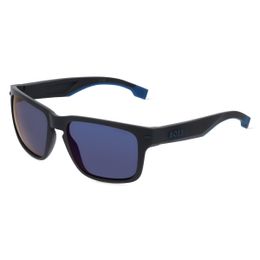 HUGO BOSS Boss 1497/S | Herren-Sonnenbrille | Fassung: Vollrand, Quadratisch, Kunststoff, Grau Matt | Glasfarbe: G15 Spiegel Blau