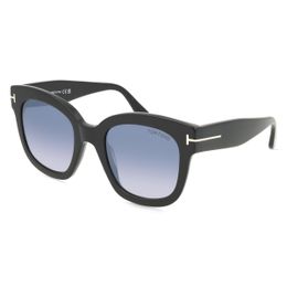 Tom Ford FT0613 BEATRIX-02 | Damen-Sonnenbrille | Fassung: Vollrand, Geometrisch, Acetat, Schwarz Gl&auml;nzend | Glasfarbe: Grau Spiegel Silber