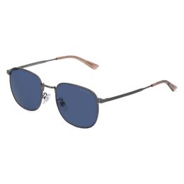 Montblanc MB0265S | Unisex-Sonnenbrille | Fassung: Vollrand, Quadratisch, Metall, Gun Gl&auml;nzend | Glasfarbe: Blau