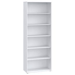 Regal, Wei&szlig;, Holzwerkstoff, 5 F&auml;cher, 73.7x197.5x34.8 cm, Typenauswahl, Beim&ouml;bel erh&auml;ltlich, stehend, Wohnzimmer, Regale, B&uuml;cherregale