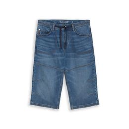 Tom Tailor Herren TTMORRIS RELAXED Overknee Jeans Shorts mit Stretch, blau, Uni, Gr. 30