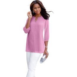 Damen Longbluse mit Plissee-Falten orchidee, Gr&ouml;&szlig;e 36