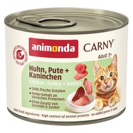 animonda Carny Adult Huhn, Pute und Kaninchen Katzen-Nassfutter ohne Getreide 24x200g