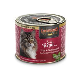 Leonardo Rind mit Wild & S&uuml;&szlig;kartoffel Katzen-Nassfutter getreidefrei 6x200g