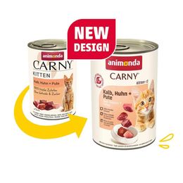 animonda Carny Kitten Kalb, Huhn + Pute Katzen-Nassfutter ohne Getreide, Zucker, Soja 12x400g