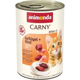 animonda Carny Kitten Gef&uuml;gel + Rind Katzen-Nassfutter ohne Getreide 12x400g